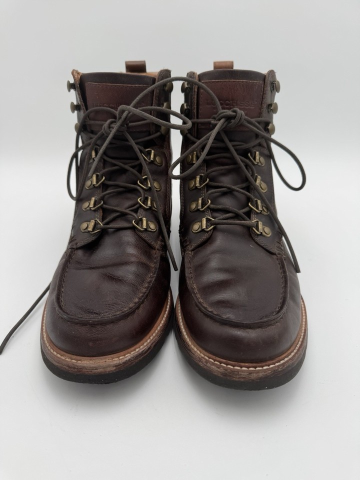 [Excellent] Mens 9M Lucchese Range Boot Leather Moc Toe Wedge Boots ...