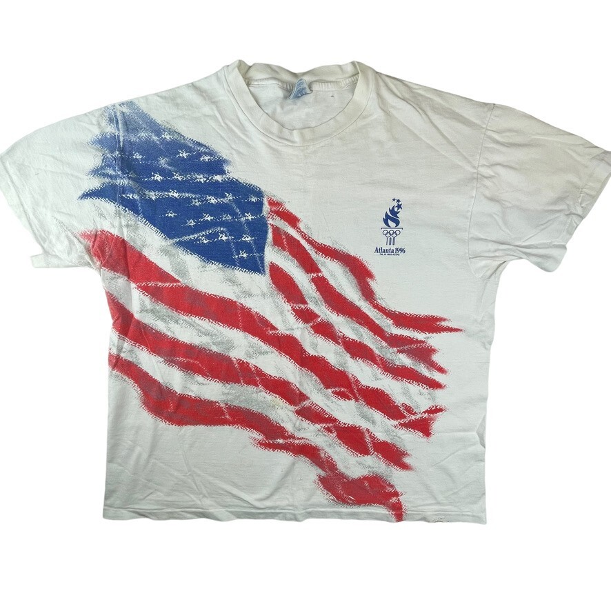 1996 Atlanta Olympics big American flag print single … - Gem