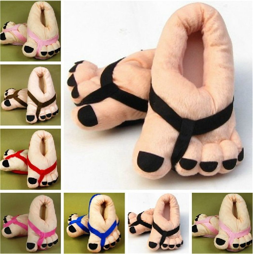 NewWinter Warm Funny Cute Cartoon Big Feet Beige Soft Velvet Home Floor ...