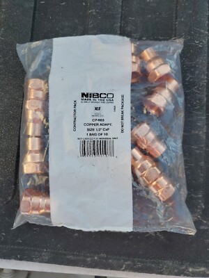 10 PACK Nibco CP-603 Copper Adapter 1/2" CxF Copper NSF MADE IN USA | eBay