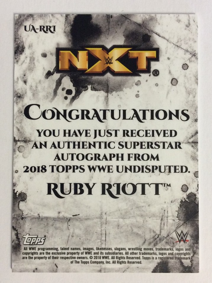 2018 TOPPS WWE UNDISPUTED RUBY RIOTT AUTOGRAPH 58/199 | eBay