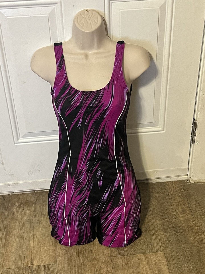 Adoretex Women's One Piece Printed Boyleg Unitard Swimsuit Size Large ...