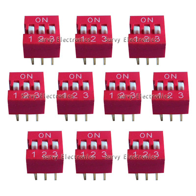 10pcs New 3P 3 Position DIP Switch Side Style 2.54mm Pitch Through Hole ...