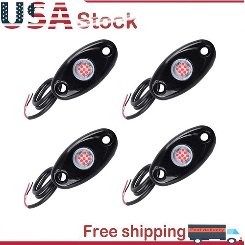 9W Red LED Rock Light 4 Pods Underbody Lights For JEEP Offroad Truck ...
