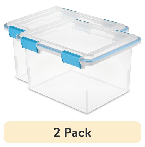 2pack) Sterilite 32Quart Gasket Box,Weather-Resistant Clear Storage Bin ...