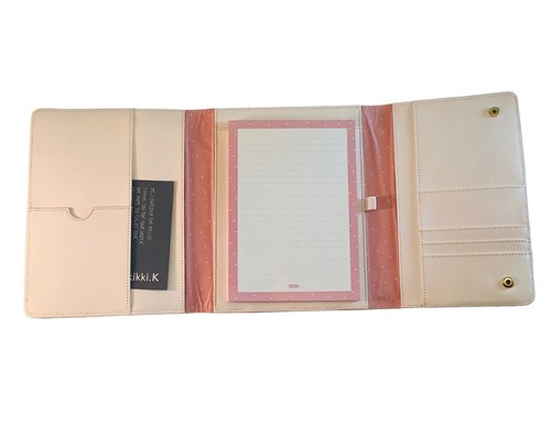 Kikki.K Leather Compendium Pink Trifold Notepad Padfolio "Today is Your ...