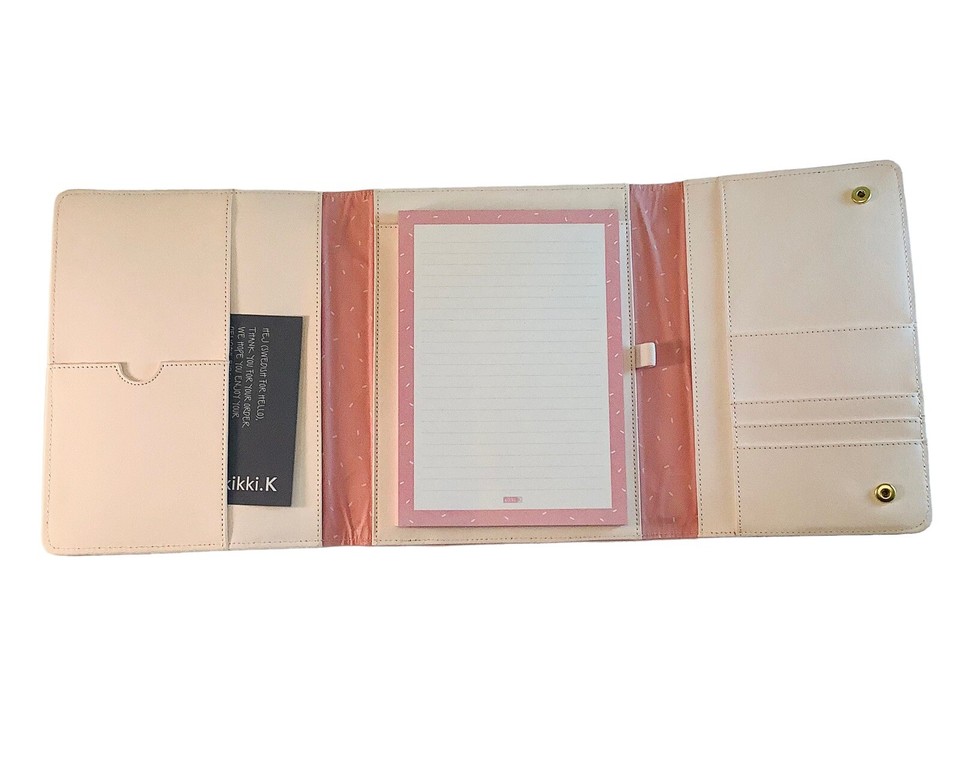 Kikki.K Leather Compendium Pink Trifold Notepad Padfolio "Today is Your ...