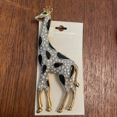 Vintage Christina collection Giraffe brooch Black Enamel gold With ...