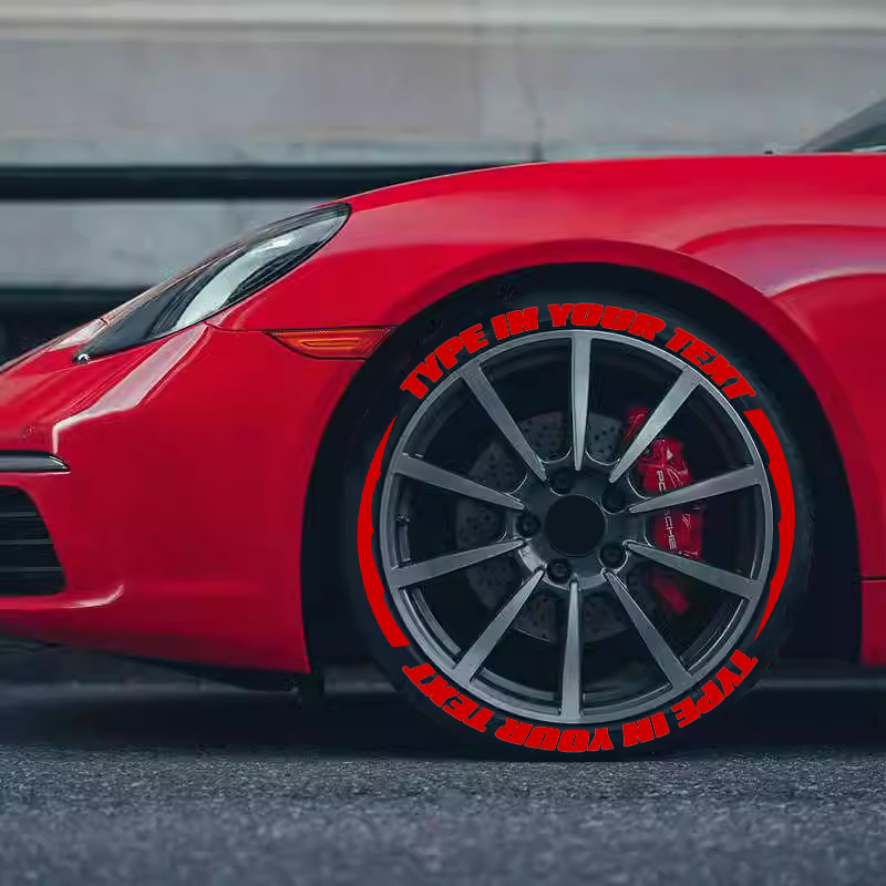 Red Custom Text For Tires Lettering Sticker 1.06'' 14''-22'' For 4 ...