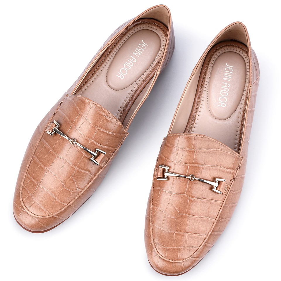 Womens Leather Penny Loafers Fashion Slip on Driving Flats Casual ...