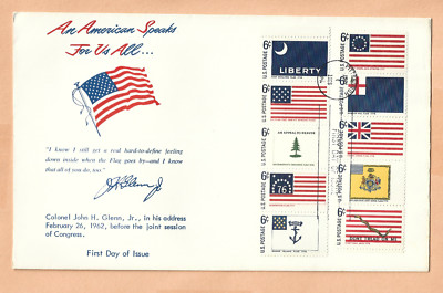 FDC: US #s 1345-1354 Historic American Flags Set - July 4th, 1968 John ...