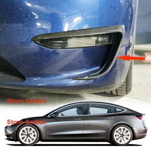 Glossy Carbon Fiber Look Front Canards Splitters Fins For 20-21 Tesla ...
