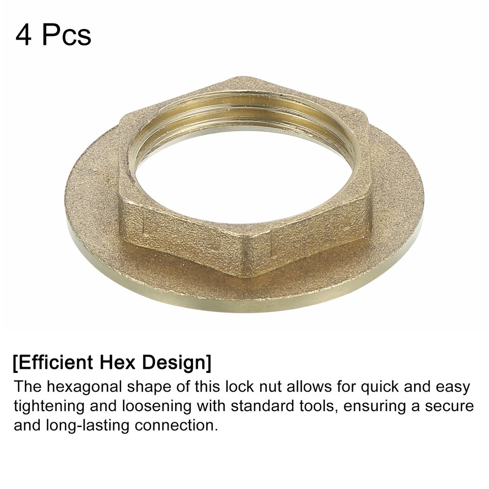 G3/4 Pipe Hex Flange Lock Nut Locknut Female Fasten for Plumbing, Brass ...