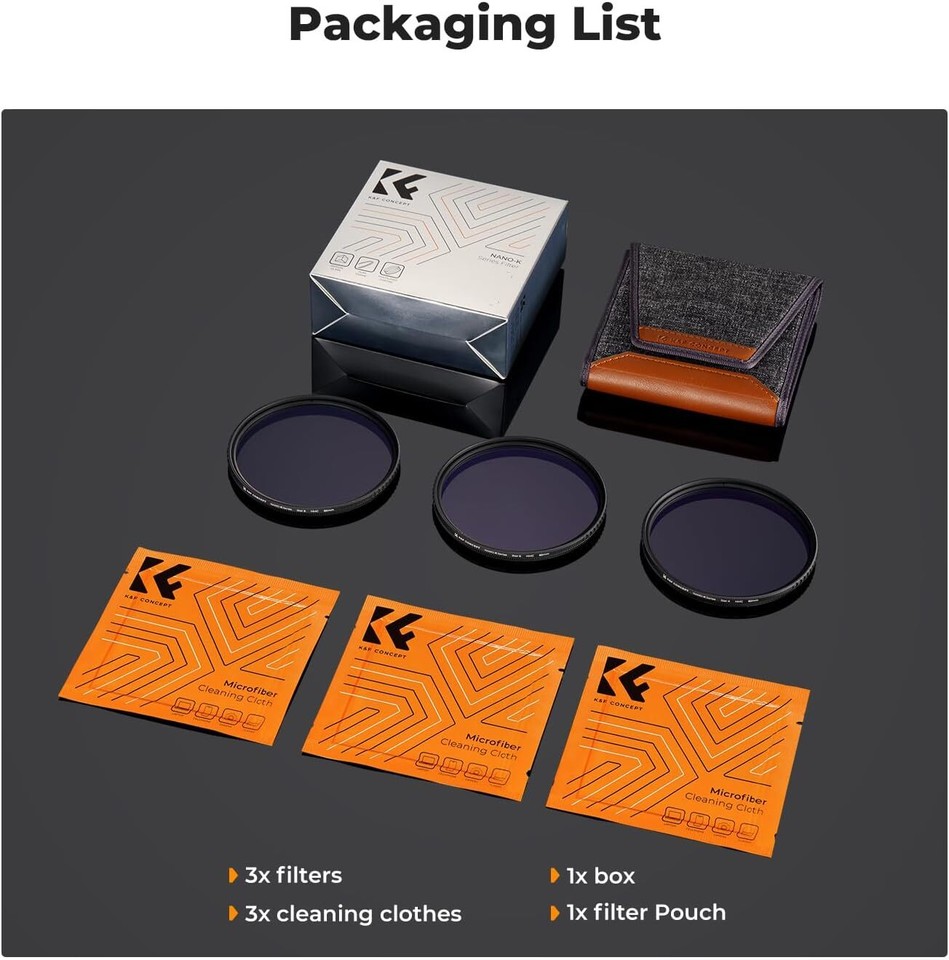 K&F CONCEPT Star Filters 3 pcs Set 4+6+8 Points Cross Screen Starburst ...