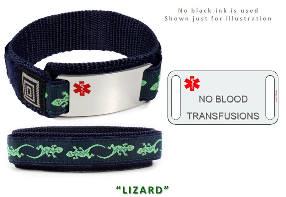 NO BLOOD TRANSFUSIONS Medical Id Alert Bracelet. Free Emergency Card ...