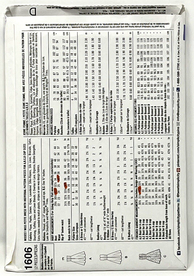 Simplicity Pattern 1606 Amazing Fit Dresses MISSES/PETITE SIZES 4 6 8 ...