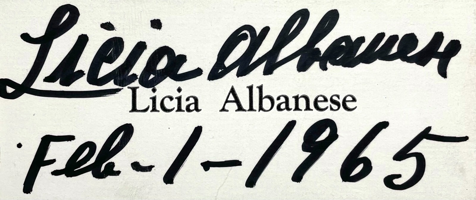 LICIA ALBANESE Autographed Signed 2"x 4" CARD ITALIAN Operatic Soprano ...