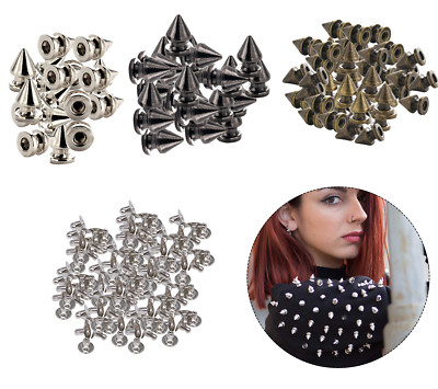 Punk Spike Studs with Brass Pins DIY for Handbags Leather Jacket ...