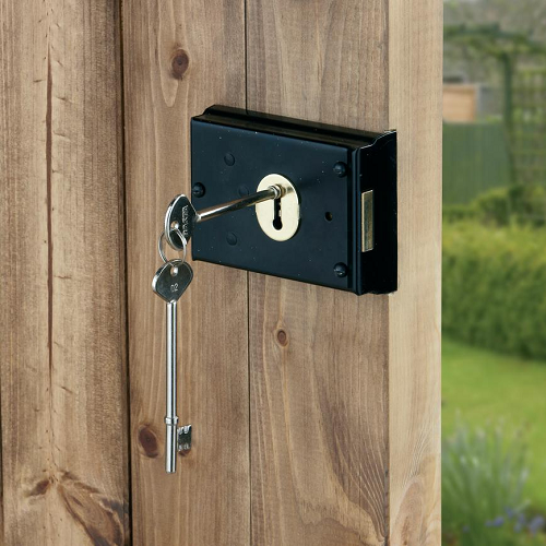 Rim Dead Lock Black Double Handed Shed Door Garden Gate Latch with 2 ...