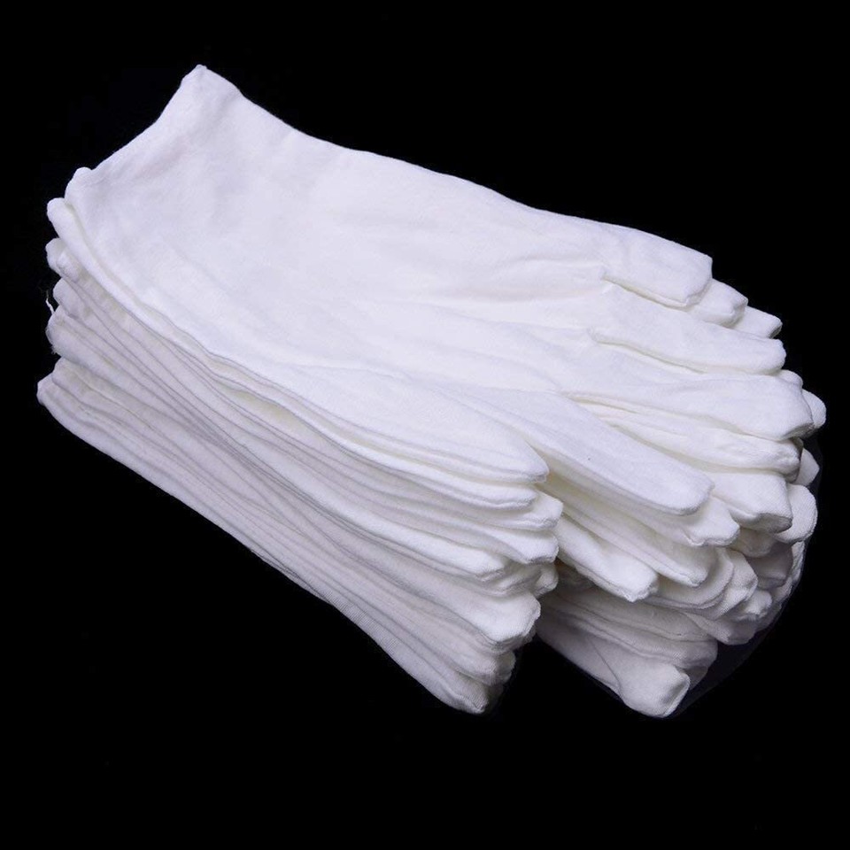 12Pairs 100% Cotton White Gloves Dermatological Overnight Moisturizing ...