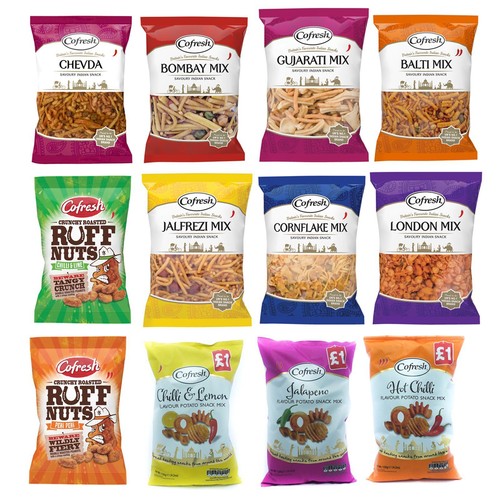 6/8/12 Boxes of Cofresh Snacks Balti, Peri, Jalapeno, Nuts, Chevada ...