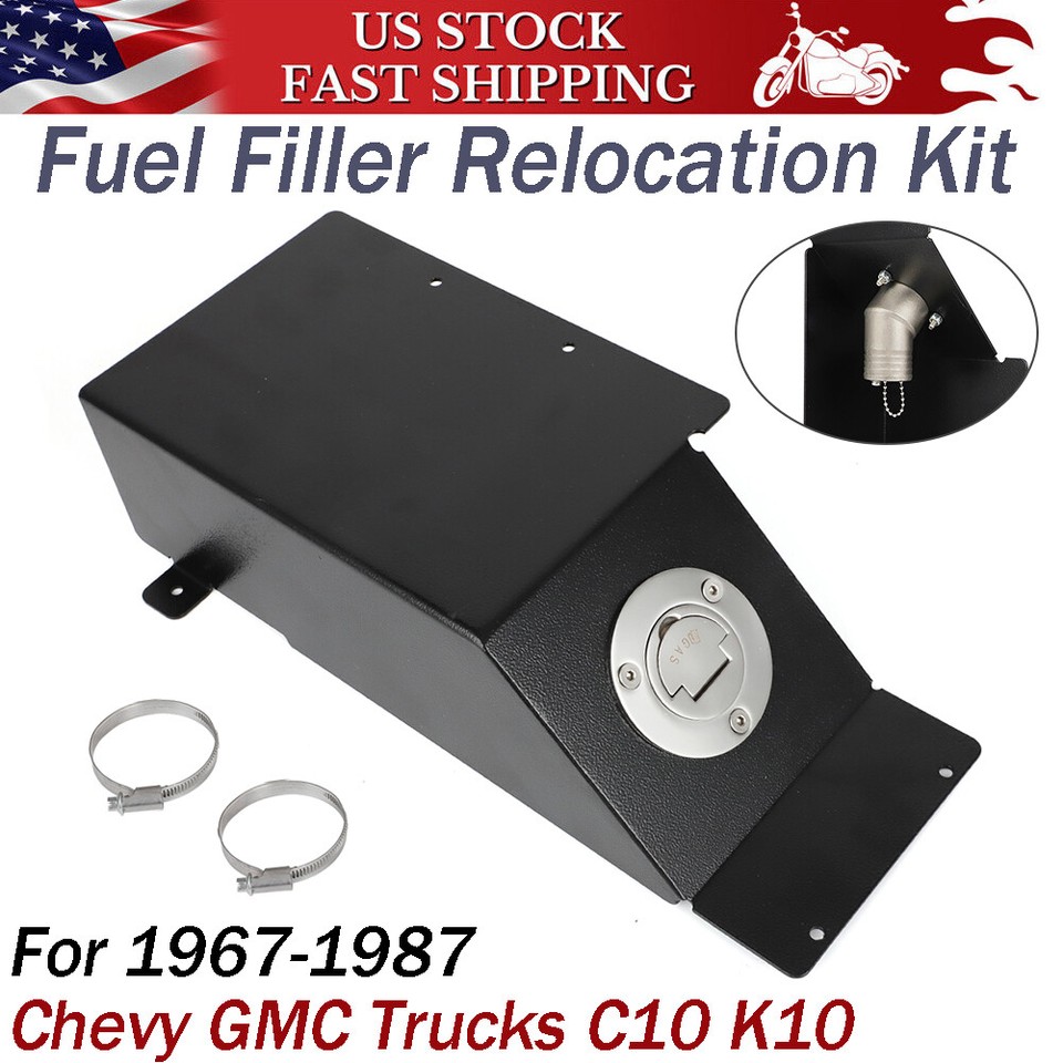 For Chevy GMC Truck In Bed Fuel Filler C10 K10 Gas Door Cap Relocation ...