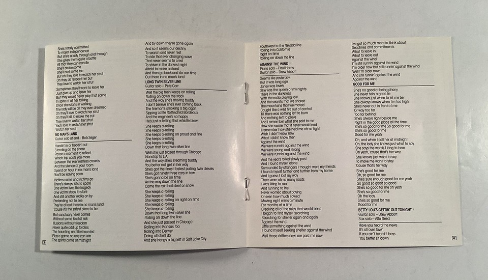 Bob Seger & The Silver Bullet Band "Against The Wind" Audio CD CDP 7 ...