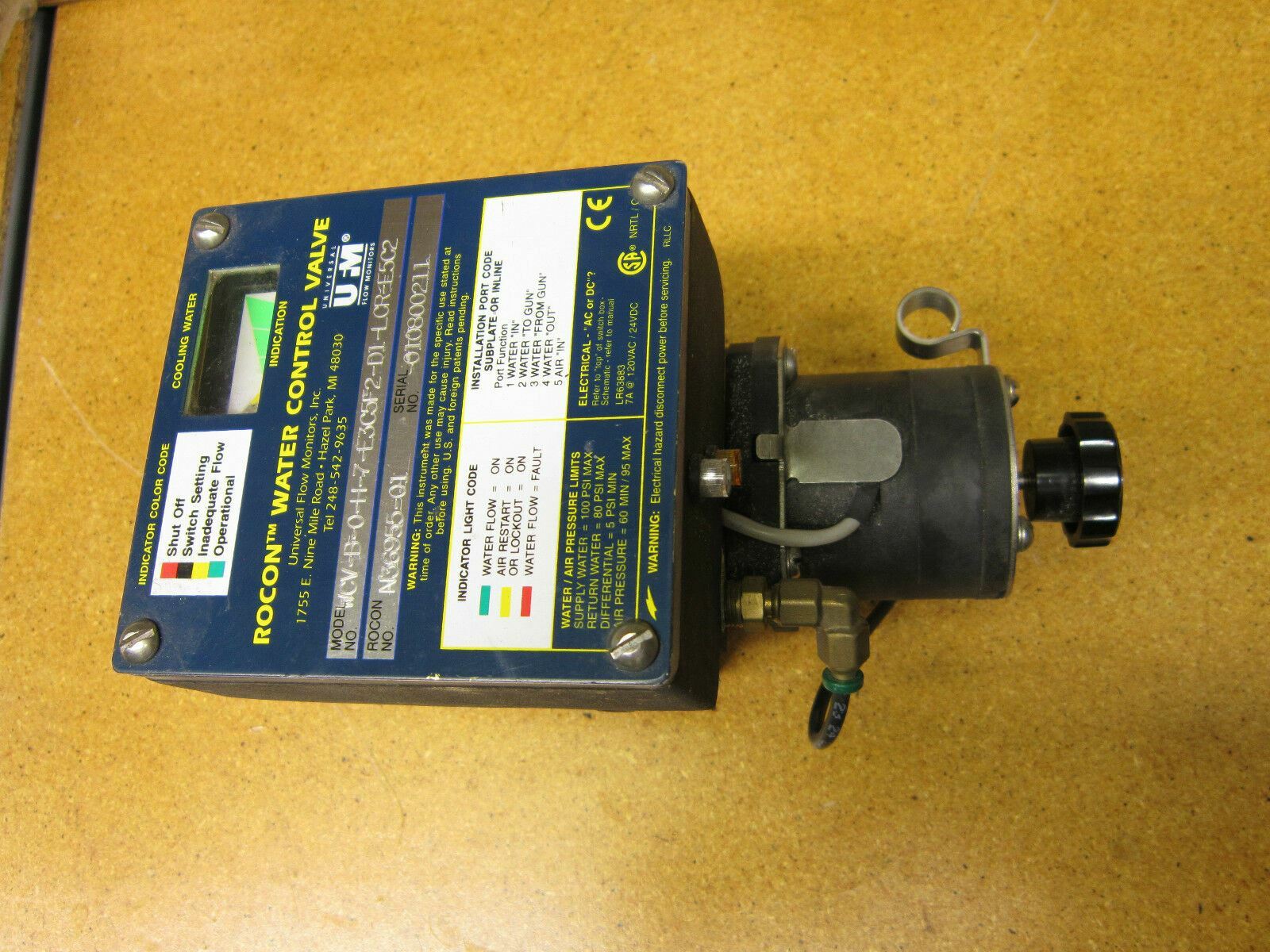 ROCON WCV-B-0-H-7-E3C5F2-D1-LCR-E5C2 Water Control Valve N36955-01 ...