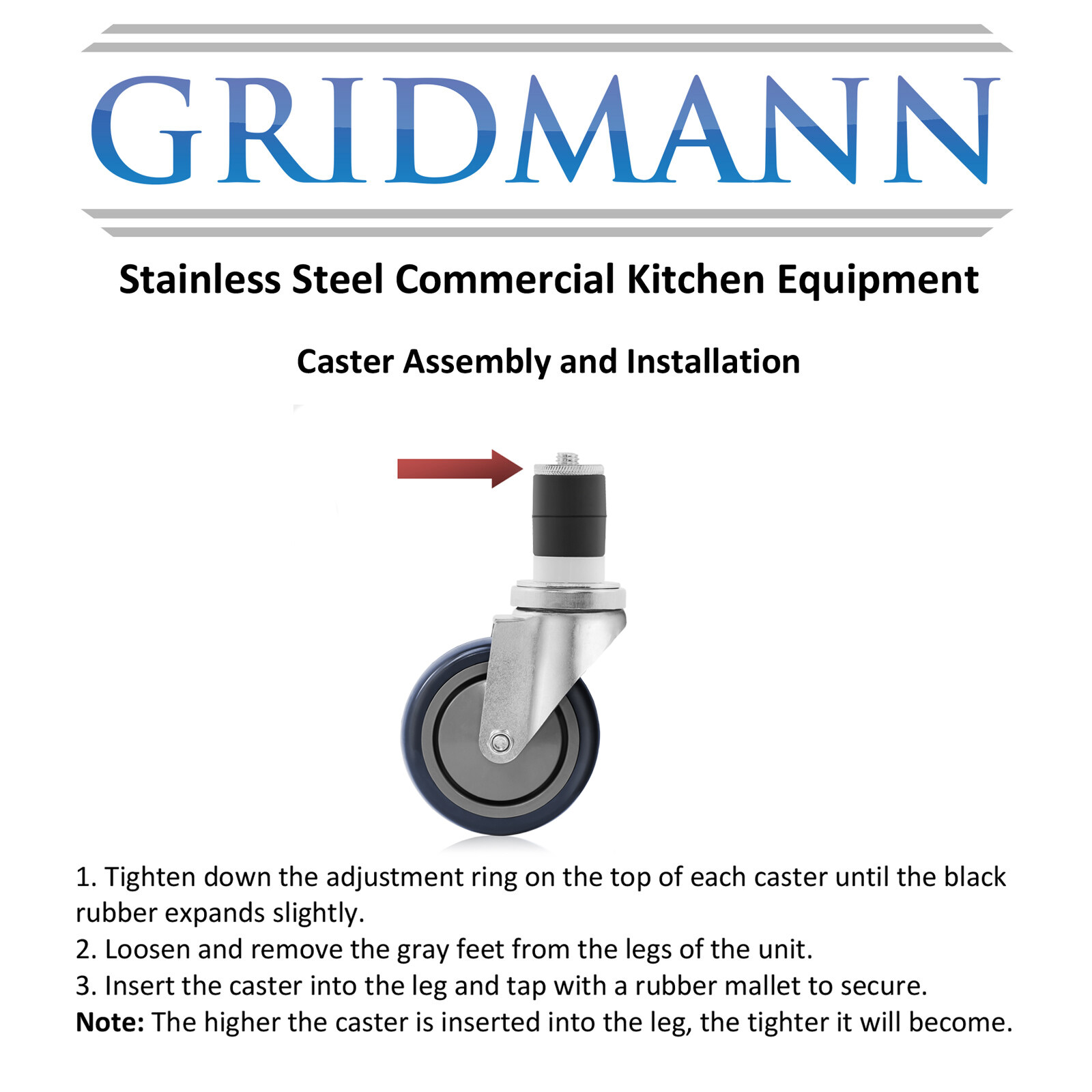 4" Caster Wheel Set Kit for Commercial Stainless Kitchen Prep Work ...