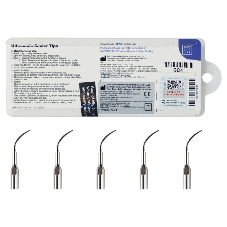 Woodpecker DTE Dental Ultrasonic Piezo Scaler Perio Tips GD ED PD ...