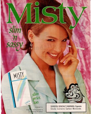 VINTAGE 1995 MISTY LIGHTS SLIMS CIGARETTES MAGAZINE PAPER AD PHOTO ...