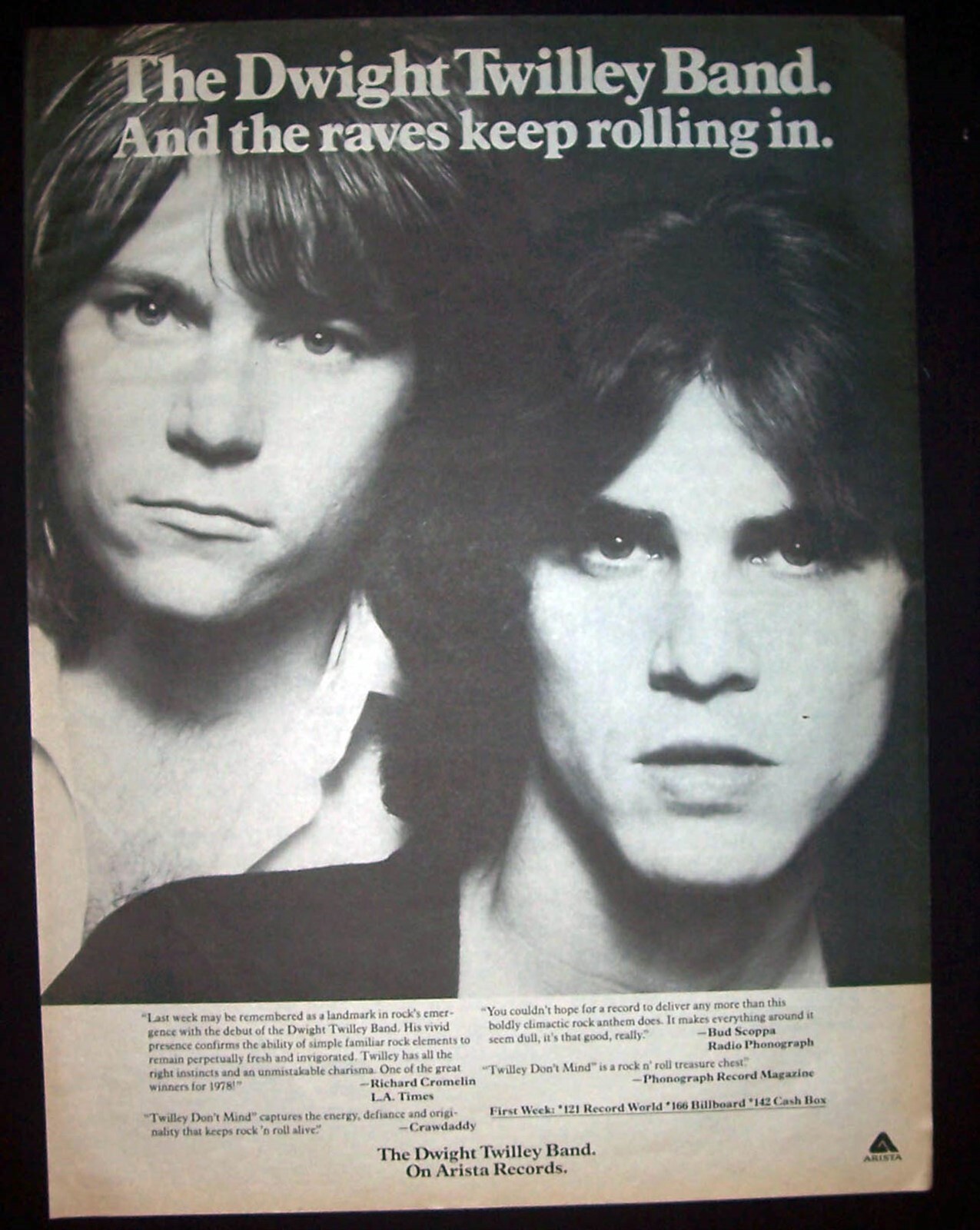 Dwight Twilley Band Twilley Don't Mind 1977 Short Print Poster Type Ad ...