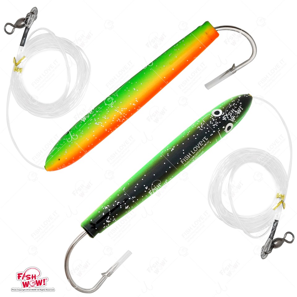 20pcs 6" Fishing Cedar Plugs Rig Tuna Mahi Trolling Wood Lure 10/0 Hook ...