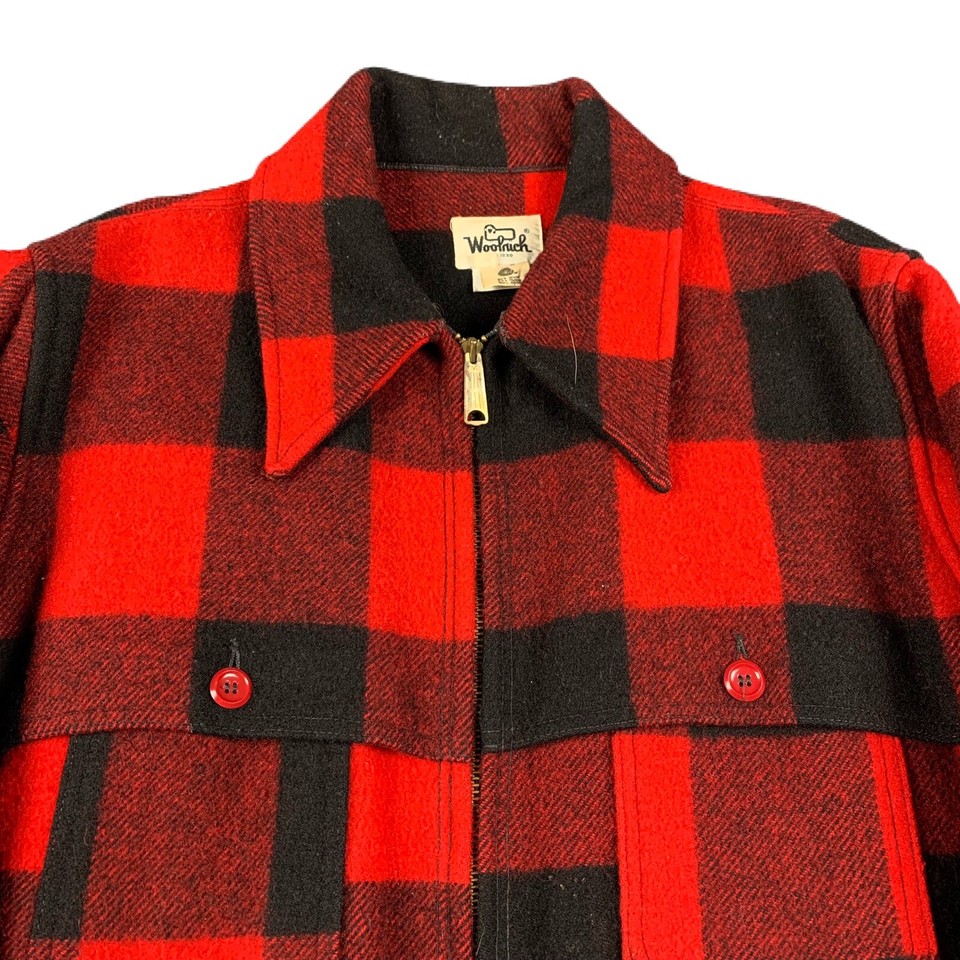 Vintage Woolrich Hunting Buffalo Wool Barn Jacket Coat Mackinaw Size L ...