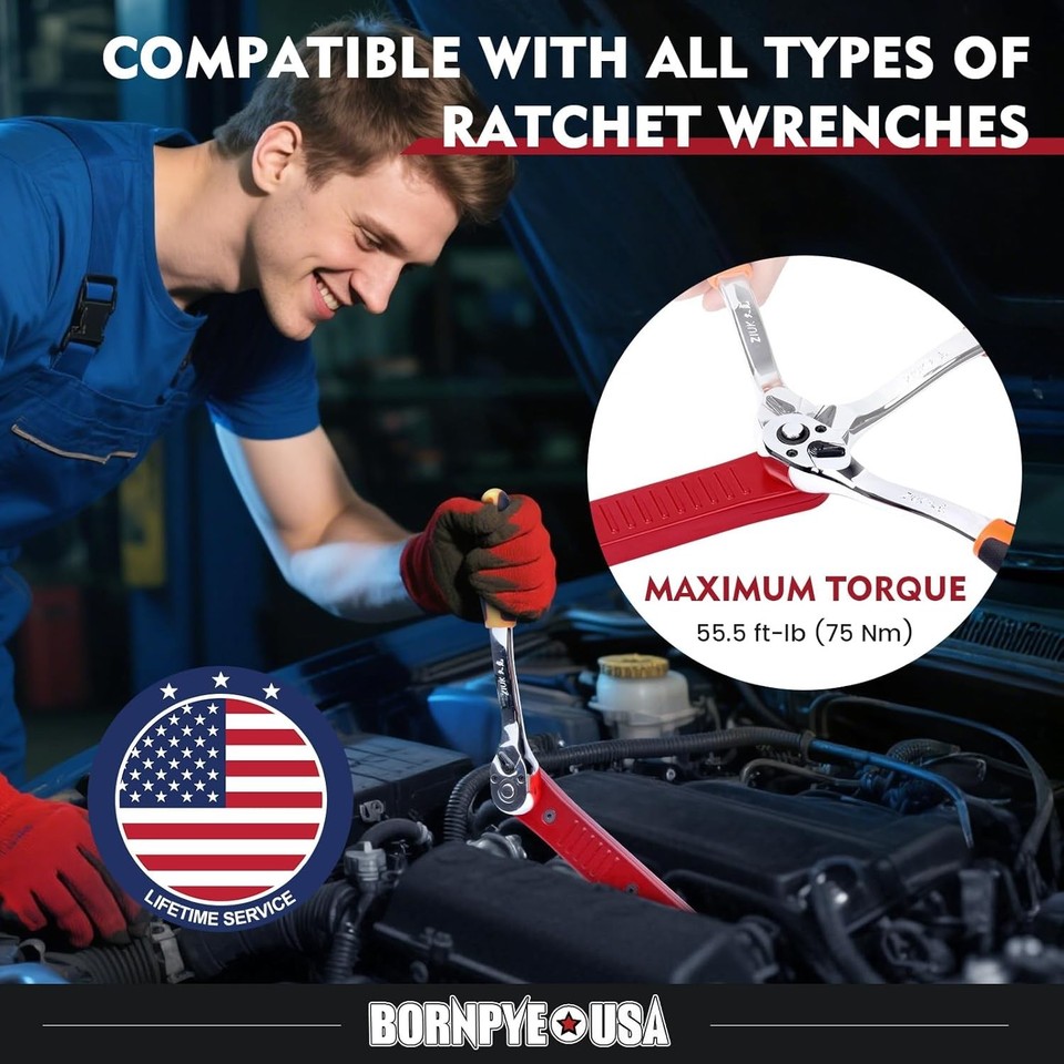 Offset Extension Wrench Set, Impact Ready Socket Wrench Extender Tool ...