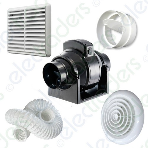 Manrose MF100T In-Line Extractor Fan with Timer 100mm/4" Grille / Duct ...