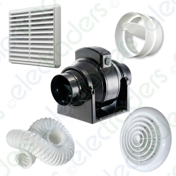 Manrose MF100T In-Line Extractor Fan with Timer 100mm/4" Grille / Duct ...