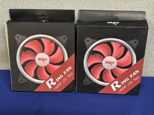 Two Aigo 140mm Blue LED Halo PC CPU Gaming Computer Case Cooling Neon ...