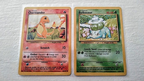 Charmander 46/102 and Bulbasaur 44/102 Base Set 1999 Pokemon Cards ...