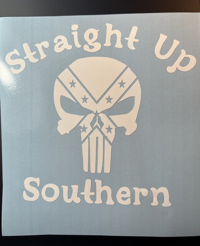 Straight Up Southern Skull White Vinyl Car Decal | eBay