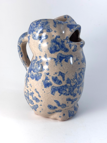 Vintage Bybee Pottery Chick Pitcher Blue and White Stoneware Bird ...