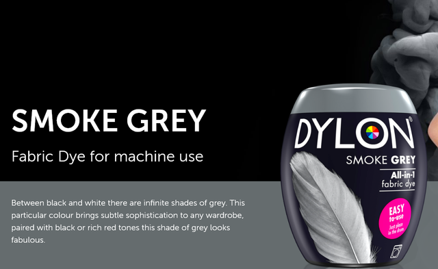 DYLON Smoke Grey 65 Machine Fabric Dye Pods Permanent Textile Cloth ...