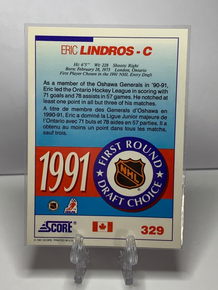 Eric Lindros 1991 Score First Round Draft Choice RC #329 | eBay