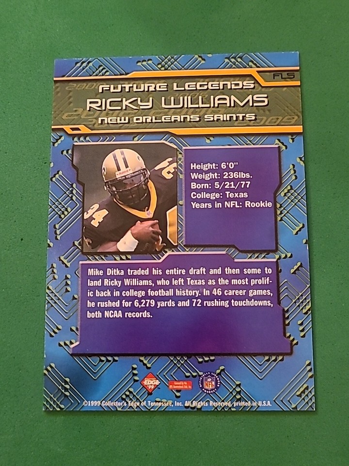 1999 Ricky Williams ROOKIE RC Collector's Edge 1st Place #Future ...