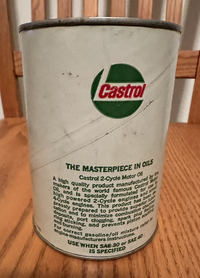 VINTAGE CASTROL 2-CYCLE MOTOR OIL FULL QT CARDBOARD CASTROL OIL INC ...