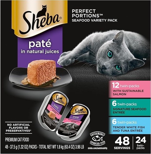 Sheba Perfect Portions Pate Wet Cat Food Variety Pack (24) 2.6 oz.- 48 ...