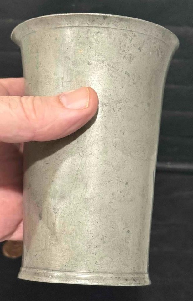 Antique American Pewter Tall Beaker, Samuel Danforth Eagle Mark, c ...