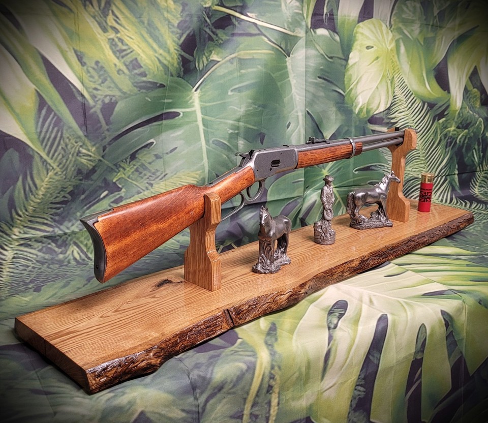 Beautiful Rustic Live Edge Oak Lever Action Rifle Stand Display Mantel ...