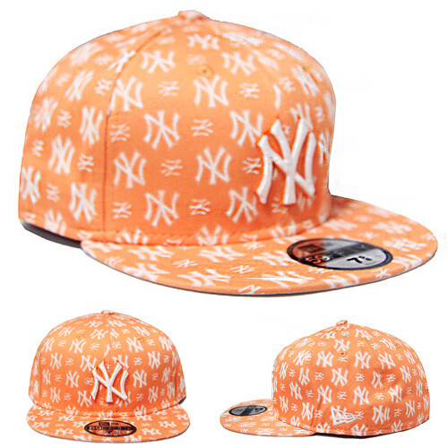New Era New York Yankees Fitted Hat Team Logo Allover Custom Peach ...
