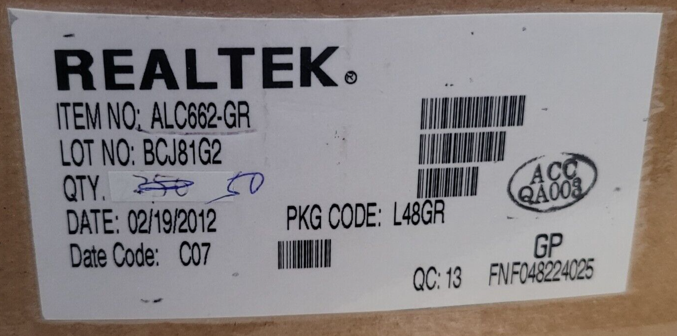 (1 PC) ALC662-GR REALTEK 5.1 Channel High Definition Audio Codec | eBay